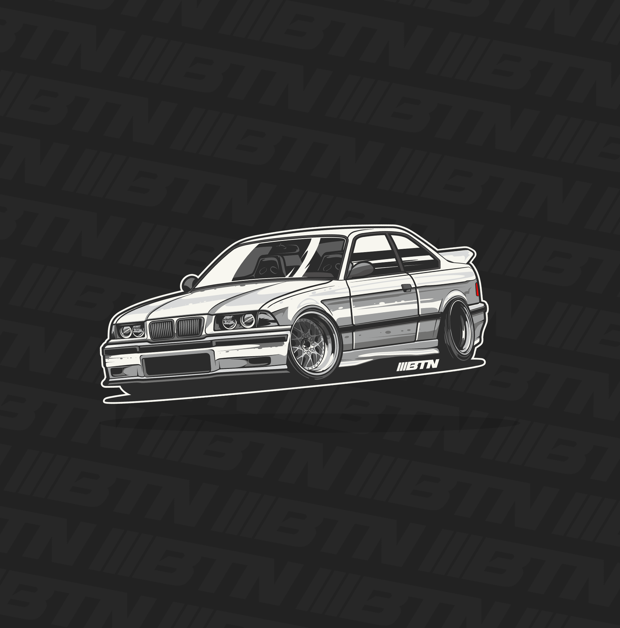 BMW White E36 Car Decal – BTN - Boost The North